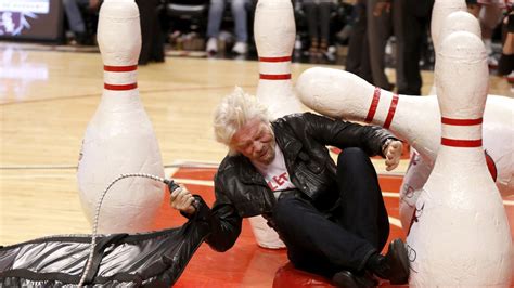 Video Virgin Boss Richard Branson Used As Human Bowling Ball At