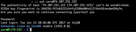 log in to coreos container linux linode