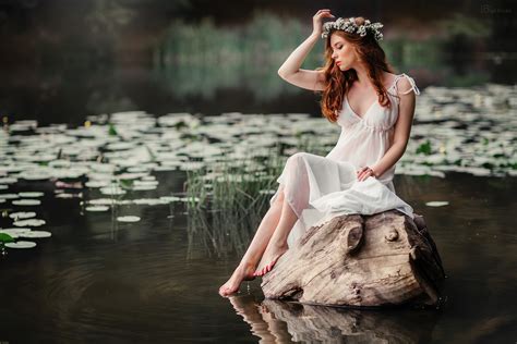 White Dress Girl Pond Side Wallpaper Hd Girls Wallpapers 4k Wallpapers