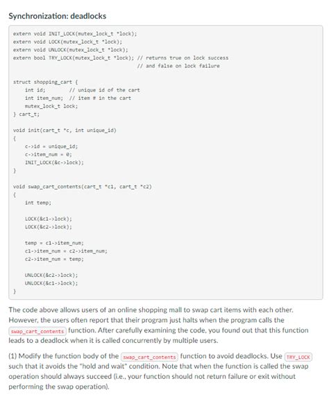solved synchronization deadlocks extern void init lock