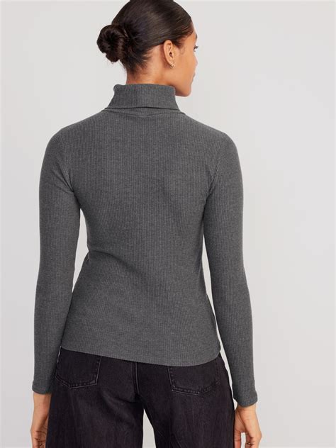 Fitted Plush Rib Knit Turtleneck For Women Old Navy