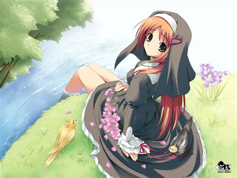 Female Anime Character Wearing Nuns Dress Hd Wallpaper Wallpaper Flare