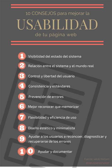 10 Consejos Para Mejorar La Usabilidad De Páginas Web Infografia