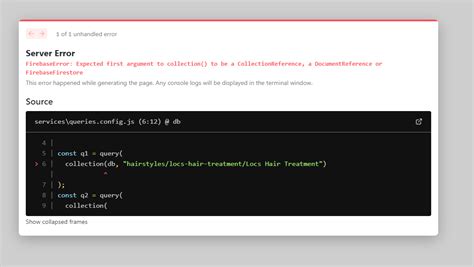 javascript firebaseerror expected first argument to collection to