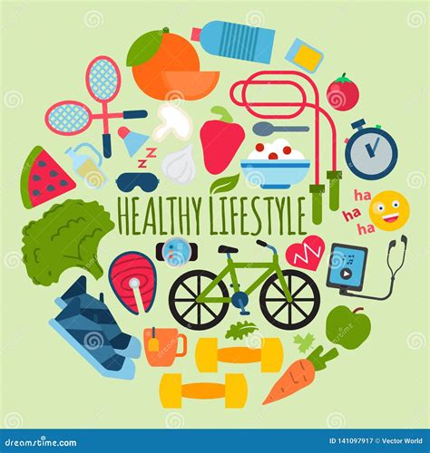 Healthy Lifestyle Concept Round Pattern Vector Illustration Poster