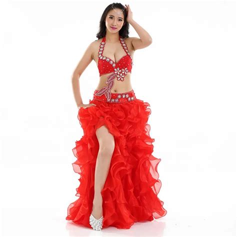 New Style Belly Dance Costume 34c 75c 3pcs Braandbeltandskirt Sexy Dancing