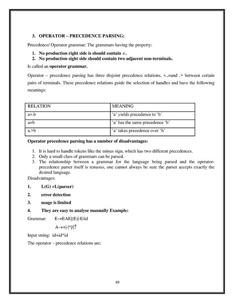 compiler design notes pdf 13 3 operator precedence parsing
