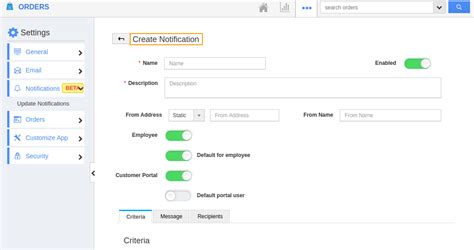 how to create custom notifications for orders in apptivo