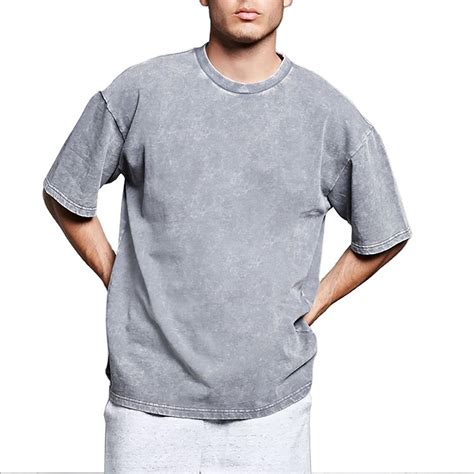 Wholesale Custom Drop Shoulder Solid Vintage Acid Washed Oversized T