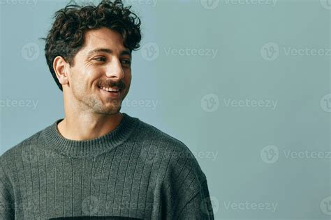 Man Copyspace Fashion Face Joyful Portrait Standing Sweater Smile