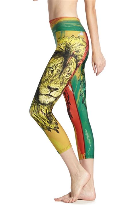Women The African Lion Print Fitness Quick Dry Exercise Leggings High