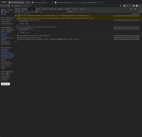 react native debugger freezes application on macos stack overflow
