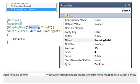 c entity framework non nullable column is mapped to a nullable
