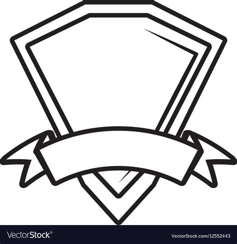 Shield Premium Badge Ribbon Outline Empty Vector Image