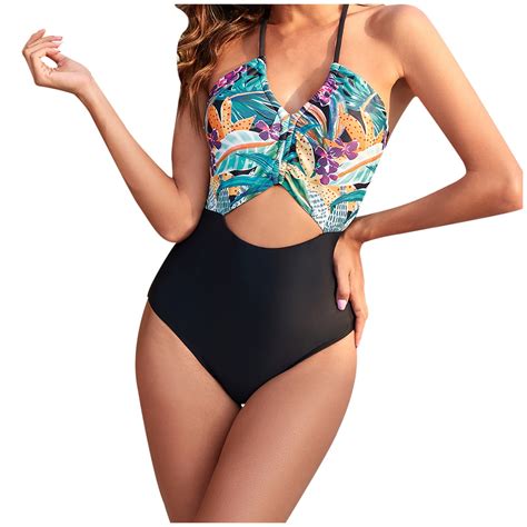 Buigttklop Womens Bathing Suit Solid Color Drawstring Side Halter Neck