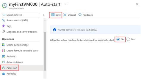 configure auto start settings for a vm azure devtest labs microsoft