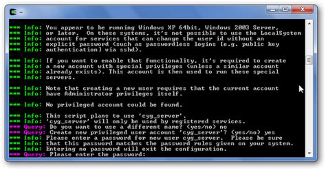how to get ssh command line access to windows 7 using cygwin