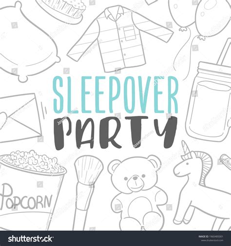 Sleepover Party Doodle Banner Icon Relax Stock Vector Royalty Free