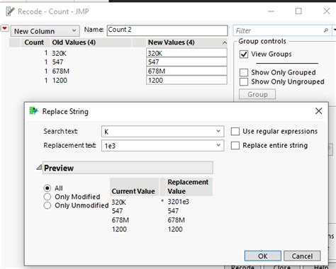 solved how to perform find and replace in specific a column using jsl