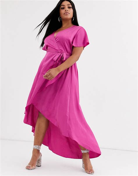Maxi Wrap Dress Missguided Magenta High Low Dress Asos Plus Size
