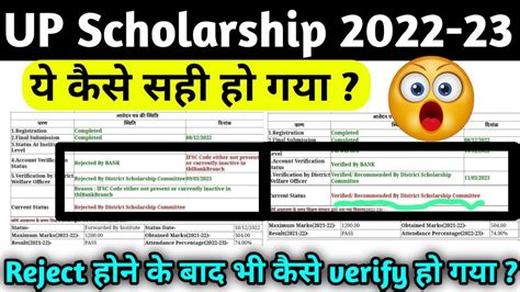 Reject होने के बाद भी Verify कैसे हो गया 🙄 Up Scholarship 2022 23