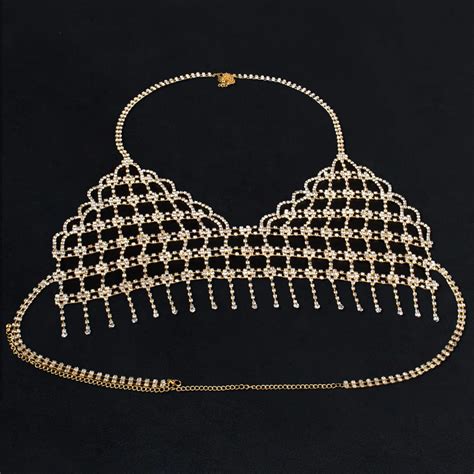 Fashion Jewelry Accessories Rhinestone Fringe Body Chain Gold Silver
