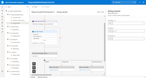 how to respond with text messages in a bot framework composer bot