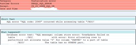 2753417 bw data load fails for psa table with error sql code 2048