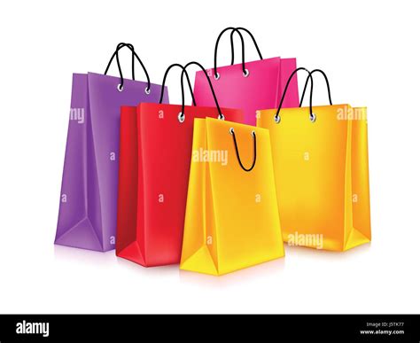 Collection Of Colorful Vector Shopping Bags Isolated In White