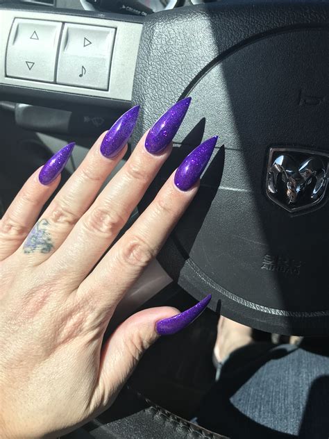 Purple Stiletto Nails Purple Lavender Clear Stiletto Nails Chrome