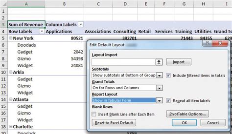 excel setting pivot table defaults strategic finance