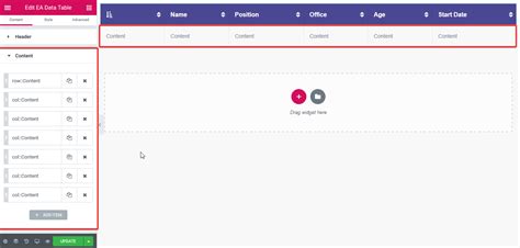 data table essential addons for elementor