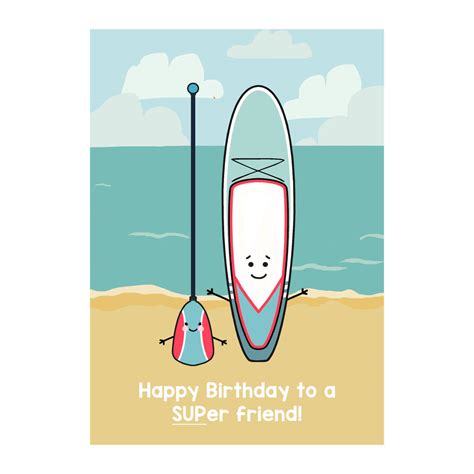 Stand Up Paddle Board Birthday Card For Friend By Of Life And Lemons