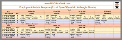 Ready To Use Employee Shift Rotation Schedule Template Msofficegeek
