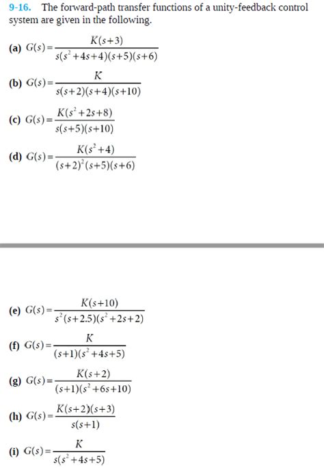 solved 9 16 the forward path transfer functions of a