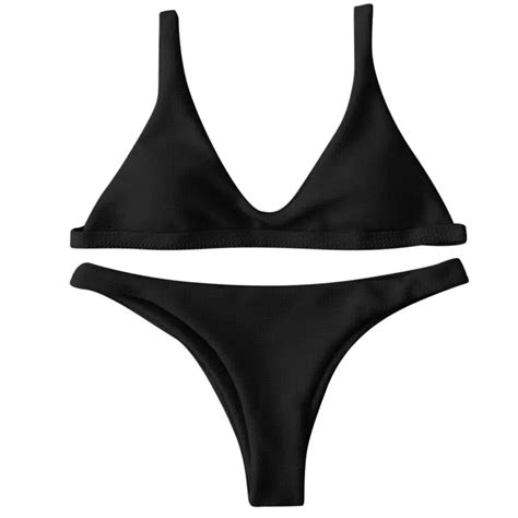 Women Summer Sexy Swimsuit Push Up Bikini Solid Regular Fit Set Bathing