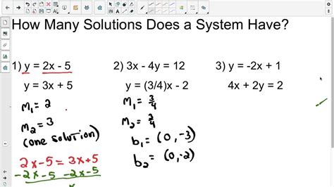 How Many Solutions Does A System Have Youtube