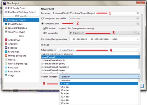 how to create a new laravel project in phpstorm 2018 1