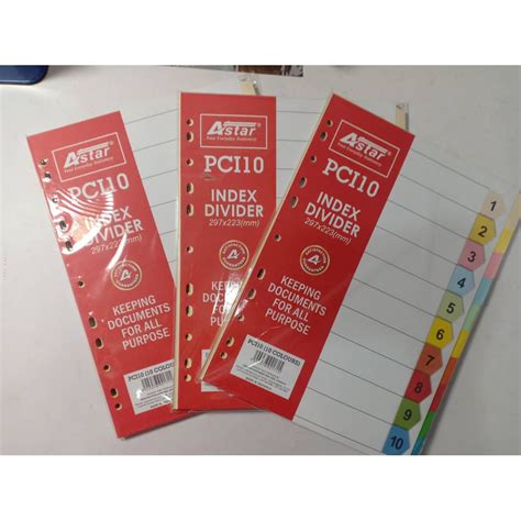 astar index divider pci 10 5sets each pack shopee malaysia