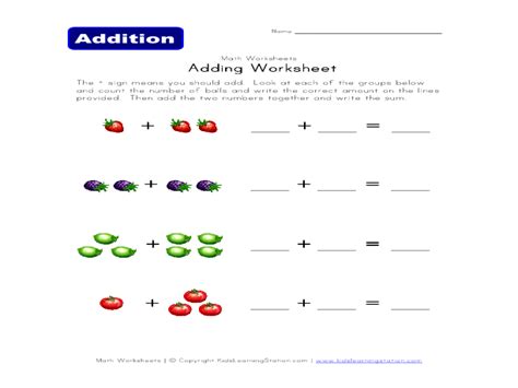addition addition using math counters worksheet for pre k 1st grade