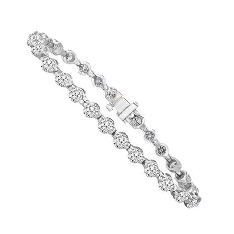 2 01 Carat Round Cut Diamond Tennis Bracelet In 14k White Gold For Sale