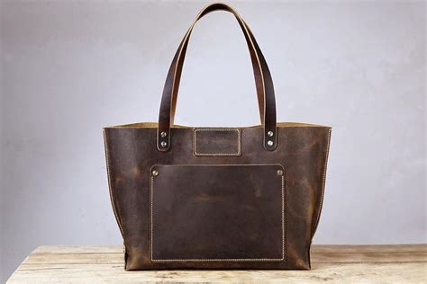 Vintage Leather Extra Large Tote Bags Brown Genuine