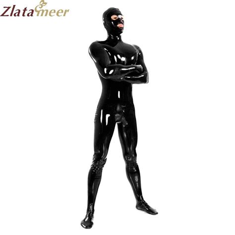 2020 Full Cover Black Latex Catsuit Sexy Fetish Erotic Costumes Rubber