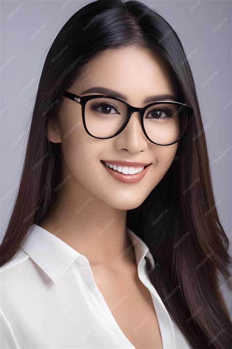 Premium Ai Image Beautiful Secretary Wearing Glasses Beautiful Asian