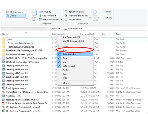status column in file explorer in windows 10 microsoft community