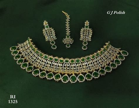 Radiant Impex Copper Brass Fancy American Diamond Necklace Set Size