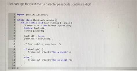 set hasdigit to true if the 3 character passcode contains a digit
