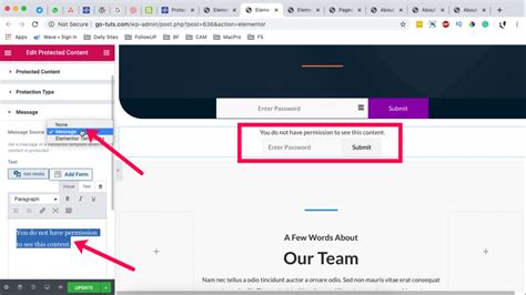 how to password protect content using elementor
