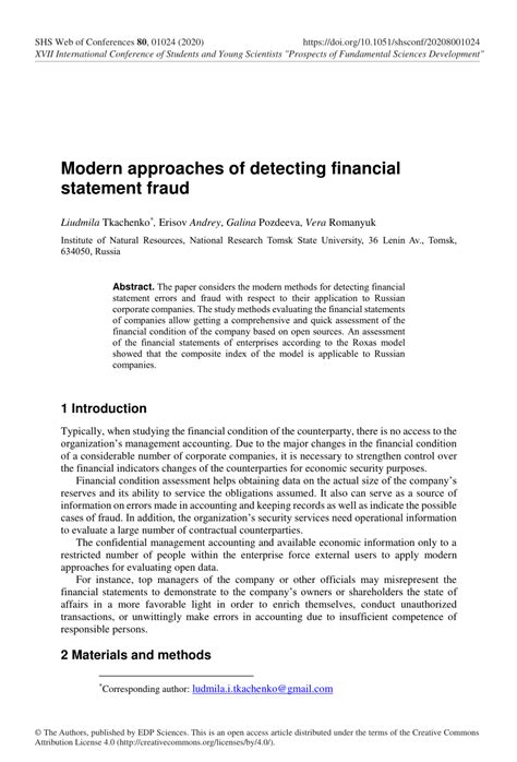 pdf modern approaches of detecting financial statement fraud
