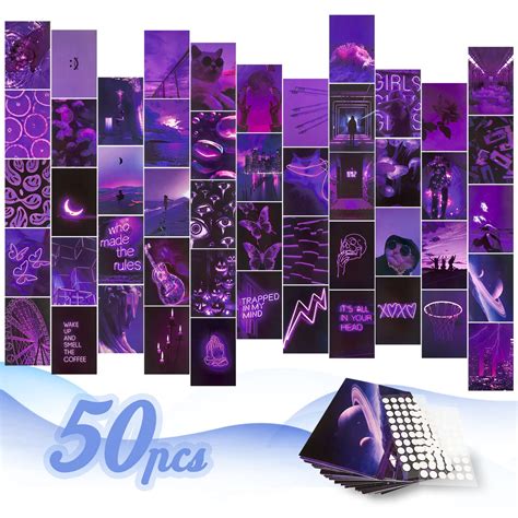 Buy Neon Purple Wall Collage Kit Aesthetic Pictures 50 Set 4x6 Inch